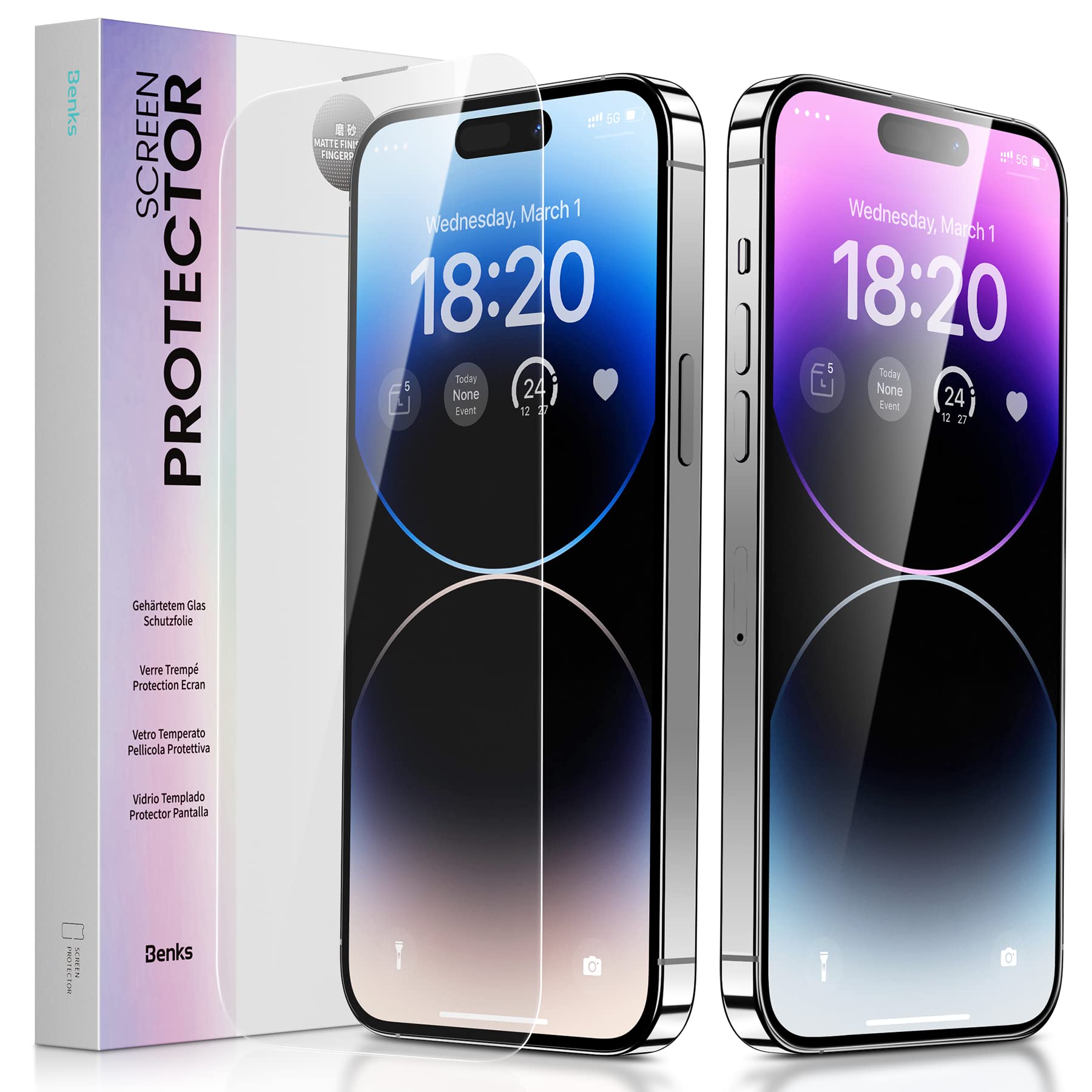 BENKS Designed for iPhone 14 Pro Max Screen Protector, [2 Pack] HD Tempered Glass Screen with [0 Dust 2023 Upgraded Easy Install Tool], Eye Protection