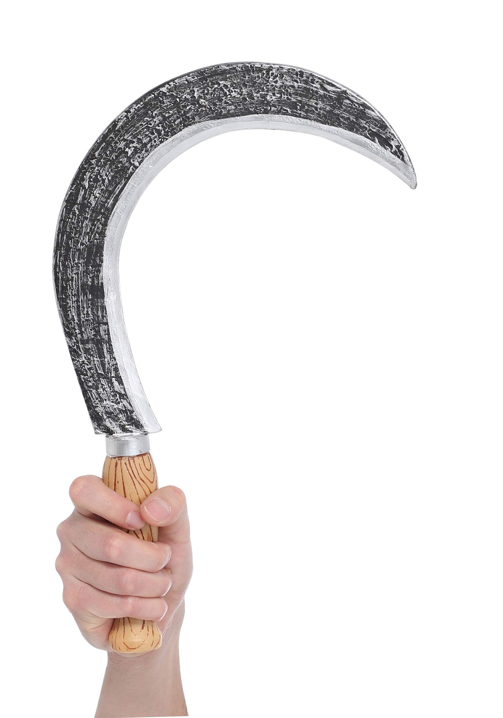 Fun Costumes Grim Reaper Handheld Sickle Prop - Molded & Painted Wood, Metal Look.