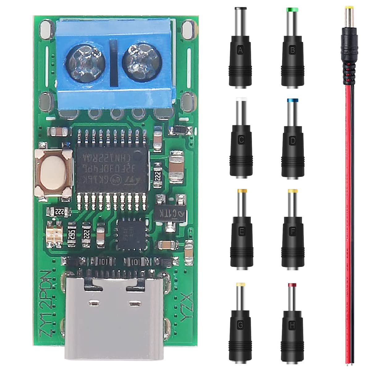 DKARDU 2 pcs Type-C USB-C Fast Charging Trigger Module PD2.0 3.0 to DC Decoy Fast Charge Trigger Poll Detector Module ZY12PDN with Type-C to Type-c Charging Cable