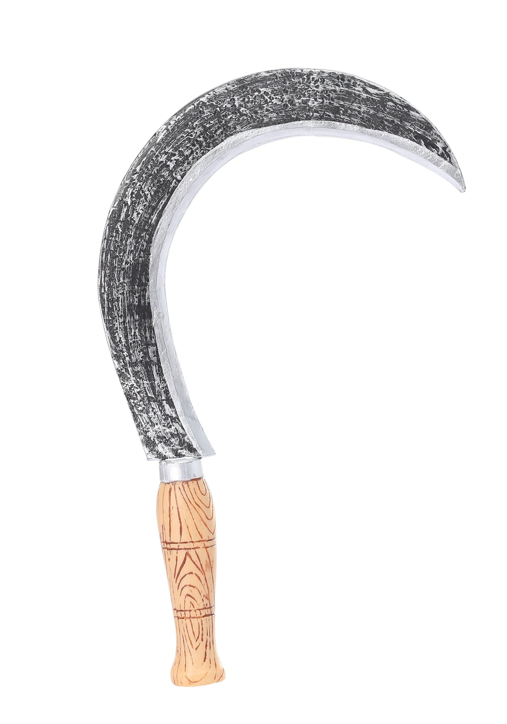 Fun Costumes Grim Reaper Handheld Sickle Prop - Molded & Painted Wood, Metal Look.