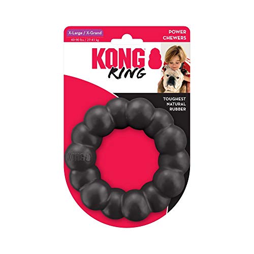 KONG - Extreme Ring - Durable Natural Rubber Dog Bone for Power Chewers, Black - for XL Dogs