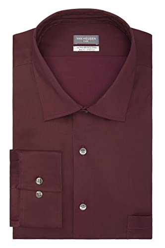 Van Heusen Men's Fit Dress Shirt Ultra Wrinkle Free Flex Collar Stretch (Big and Tall), Hearth, 18.5" Neck 34"-35" Sleeve