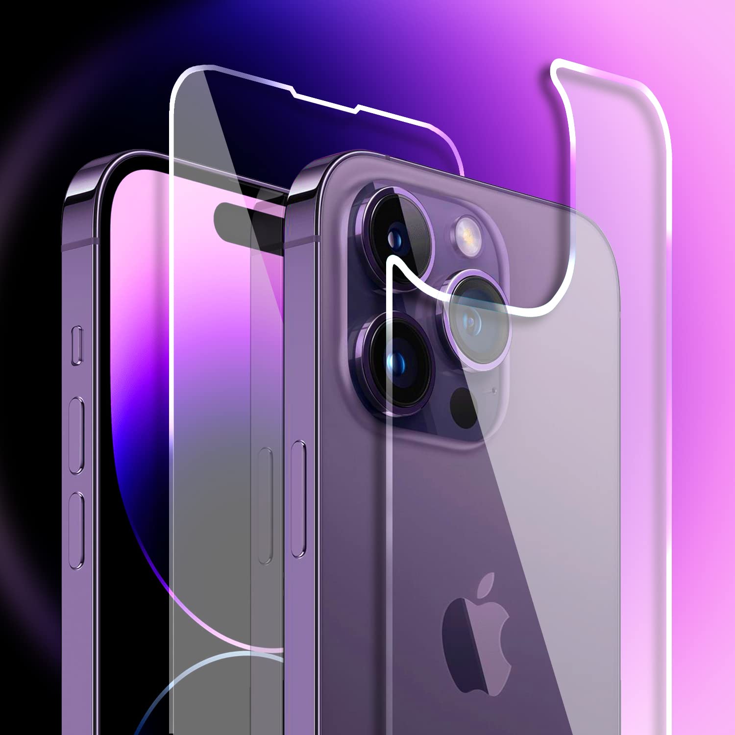 Shacoryze Front and Back Screen Protector for iPhone 14 Pro Max, Back Tempered Glass Front and Rear Glass Protector Premium HD Clarity Anti-Fingerprint/Scratch for 14 Pro Max (6.7 inch)