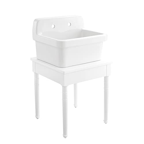 ALCHEMY Farmhouse Style Table for 24 inch Utility Sink,Durable and Spacious Cabinets Compatible with Your Utility Sink, Perfect for Laundry Room, Garage, or Workshop Organization