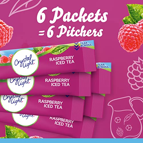 Crystal Light Sugar-Free Raspberry Iced Tea Naturally Flavored Powdered Drink Mix 72 Count Pitcher Packets