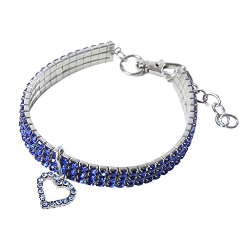 Small Collar with Bell Chocker Dog Heart Collars Shaped Dog Rhinestone Mini Bling Necklace Pet Collars