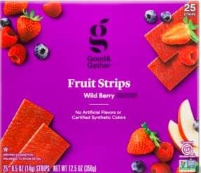 Fruit Strips Wild Berry Fruit Leathers Healthy Snack Made with Real Fruit Puree Concentrate Good and Gather 25 Strips (Wild Berry)