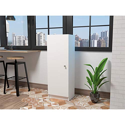 BOWERY HILL Contemporary Kitchen 47" High Utility Storage Pantry Cabinet in White