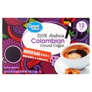 Great Value 100% Arabica Colombian Medium Dark Ground Coffee Pods, 0.33 oz, 12 count (Pack of 3)