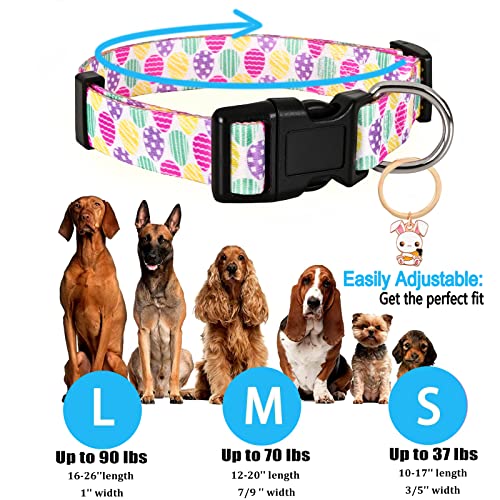 Athbavib Easter Dog Collar, Adjustable Easter Egg Holiday Dog Collar with Rabbit Pendant Comfortable Durable Dog Collar for Small Medium Large Dog with Plastic Buckle