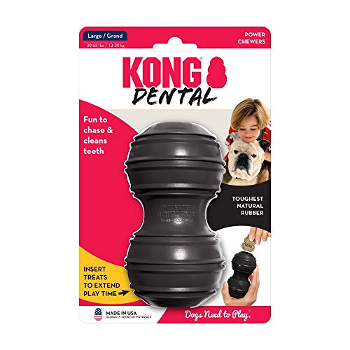 KONG - Extreme Dental - Durable Natural Rubber Dog Bone for Power Chewers, Black - for Large Dogs