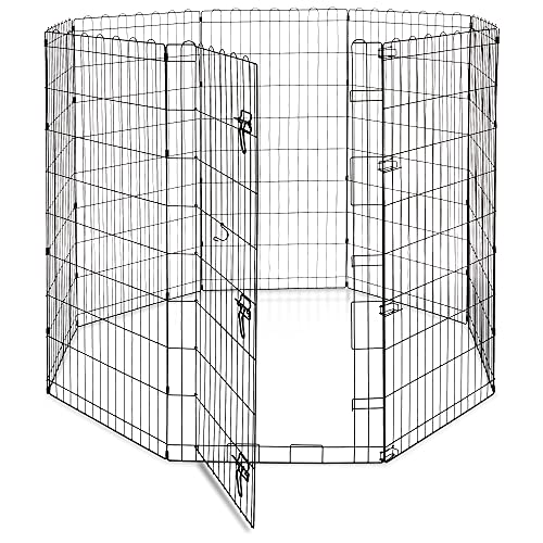 Amazon Basics Foldable Metal Exercise Pet Play Pen for Dogs, Single Door, 60 x 60 x 48 Inches, Black