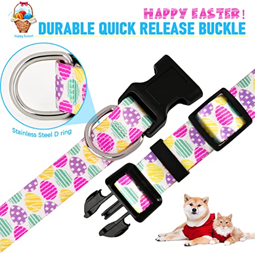 Athbavib Easter Dog Collar, Adjustable Easter Egg Holiday Dog Collar with Rabbit Pendant Comfortable Durable Dog Collar for Small Medium Large Dog with Plastic Buckle
