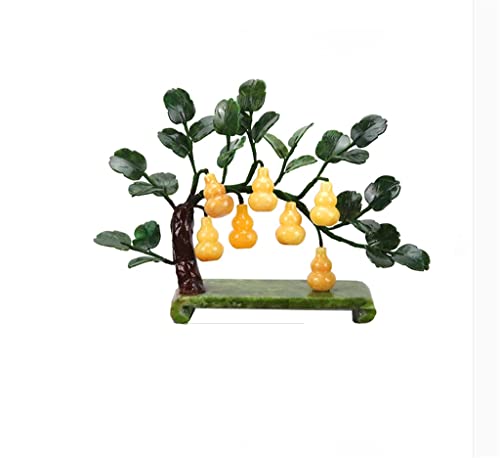 WYFDP Jade Fortune Feng Shui Gourd Potted Ornaments to Attract Wealth and Gather Wealth Living Room Wine Cabinet Decorations (Color : Gray, Size : 23 * 8 * 35cm)
