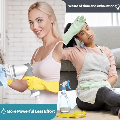 BOOHENKA Power Scrubbers for Cleaning Bathroom 2024, Shower Scrubber with LED Display, 2 Speeds, Electric Spin Scrubber for Cleaing Tile/Bathtub/Sink/Car