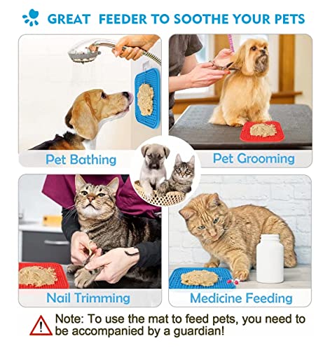 Licking Mat for Dogs & Cats 2 Pack, Slow Feeder Lick Pat with Non-Slip Design, Feeding Mat Anxiety Relief with Suction Cups for Butter Food Yogurt Peanut, Pets Bathing Grooming Training Calming Mat
