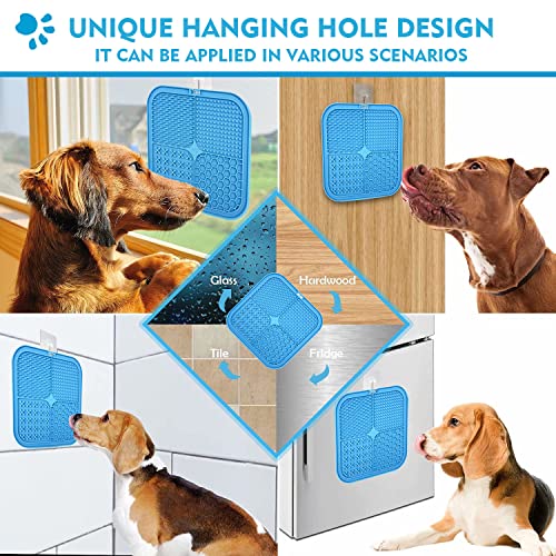 Licking Mat for Dogs & Cats 2 Pack, Slow Feeder Lick Pat with Non-Slip Design, Feeding Mat Anxiety Relief with Suction Cups for Butter Food Yogurt Peanut, Pets Bathing Grooming Training Calming Mat