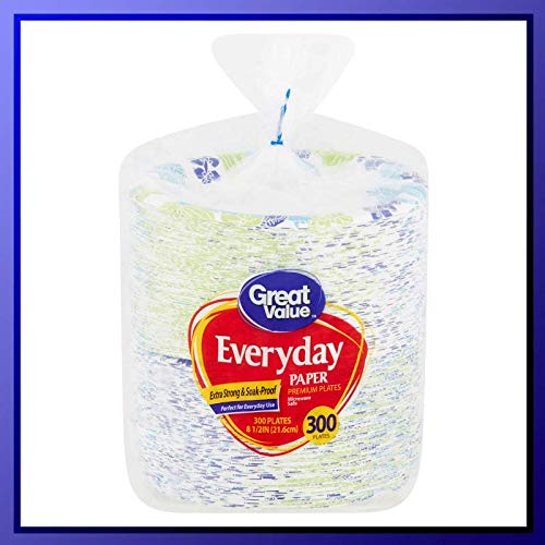Great Value Everyday Premium Paper Plates, 8 5/8", 300 Count
