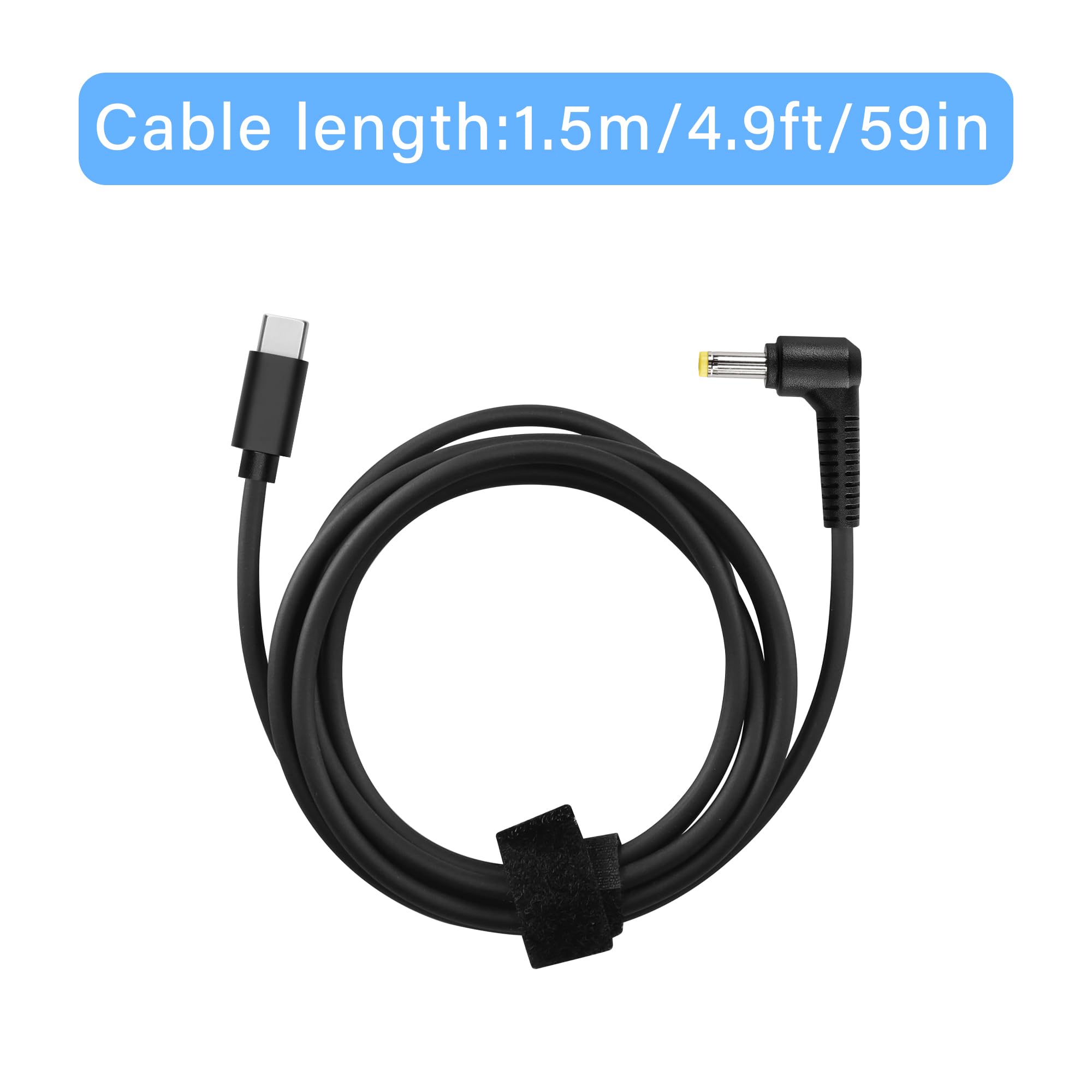 GINTOOYUN Type C to 90 Degree DC 4.8 x 1.7 mm Power Charging Cable USB-C Male Output to DC Input Power PD Charge Cable fit for Laptop 65W 12V (59inch)