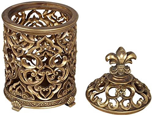 Kensington Hill Sherise Antique Gold Fleur-de-Lis Jars with Lid Set of 2