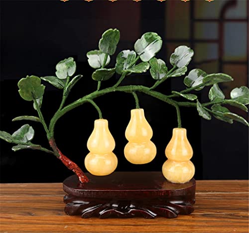 GENIGW Jade Fortune Feng Shui Gourd Potted Ornaments to Attract Wealth and Gather Wealth Living Room Wine Cabinet Decorations (Color : White-Patch Five-Pointed star4, Size : 23 * 8 * 35cm)