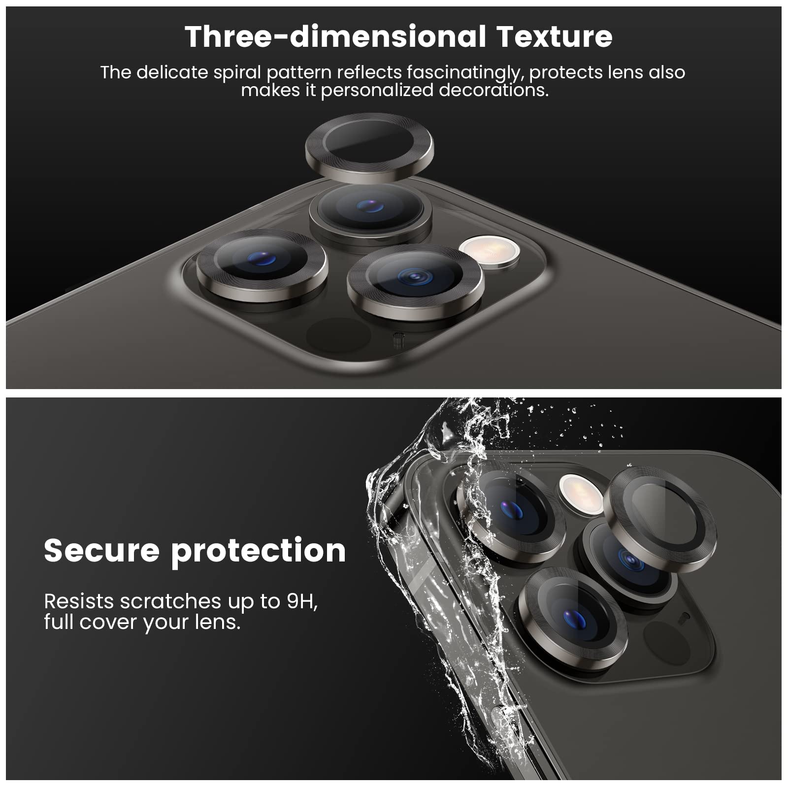 Tensea for iPhone 14 Pro / iPhone 14 Pro Max Camera Lens Protector, 9H Tempered Glass Camera Cover Screen Protector Metal Individual Ring Protector for iPhone 14Pro 6.1 inch iPhone 14 ProMax 6.7 inch 2022
