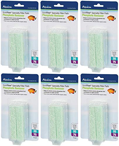 Aqueon QuietFlow Phosphate Remover Specialty Filter Pads, Size 20/75, 4 Pads Per Pack (24 Count)