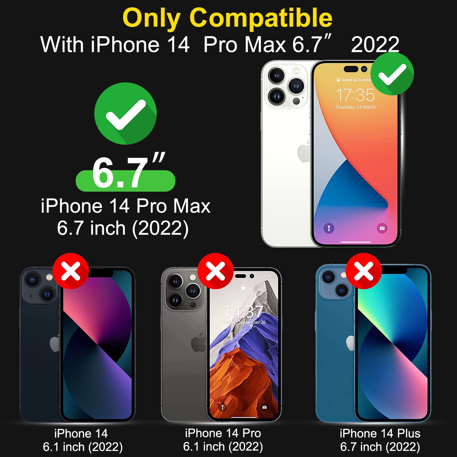 SmoBea Compatible with iPhone 14 Pro Max Case (No Fit iPhone 14 Plus), Holographic Laser Bling Heart Soft & Flexible TPU and Hard PC Shockproof Cover Women Girls Phone Case (Heart/Clear)