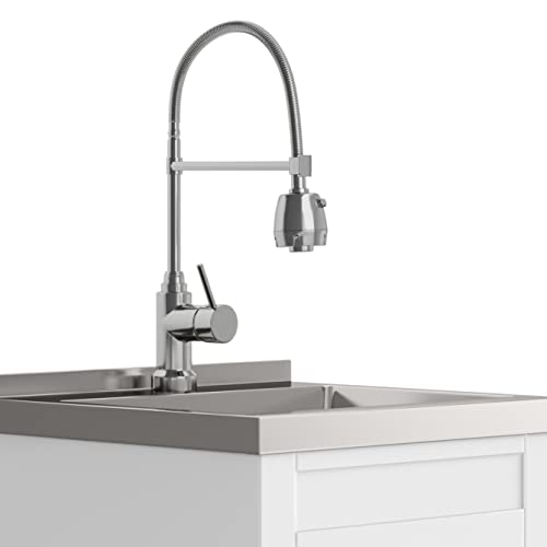 SIMPLIHOME Hennessy All-in-One Utility Sink & Cabinet in Pure White, 20-inch, Laundry Cabinet with Stainless Steel Sink, Chrome Faucet, Shaker-Style Doors for Laundry Room, Garage, Mudroom