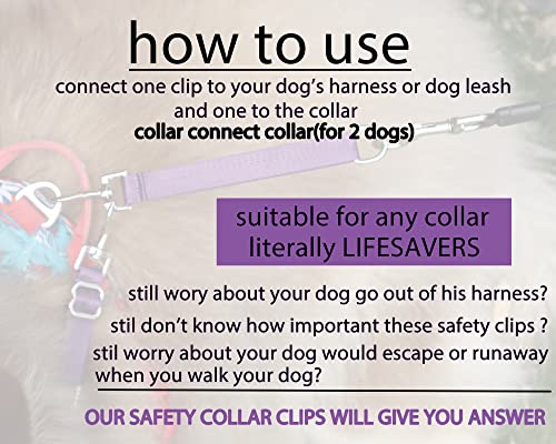 Backup Collar for Dogs Backup Clip Dog Safety Clip for Dog Harness Safety Clip Collar Dog Collar Safety Backup Straps(Long)