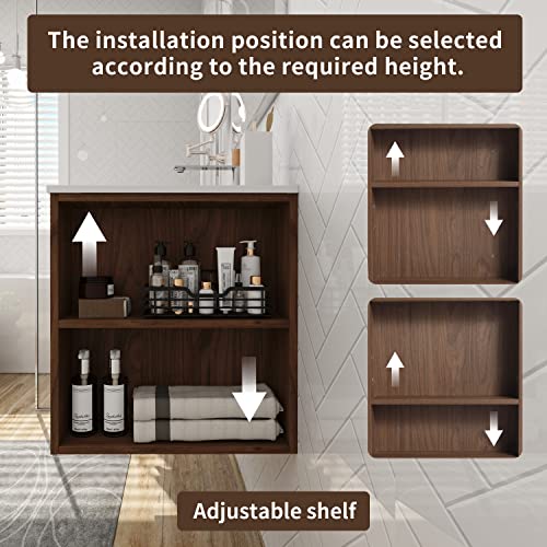 Voohek Bathroom Vanity Set, Cabinet & Sink Combo, for Apartment Dorm, Kitchen, Home Office, 30 Inch (Side Storage), Brown Oak