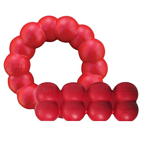 KONG - Ring and Goodie Ribbon - Durable Rubber Dog Chew Toy and Treat Dispensing Toy - for Medium Dogs