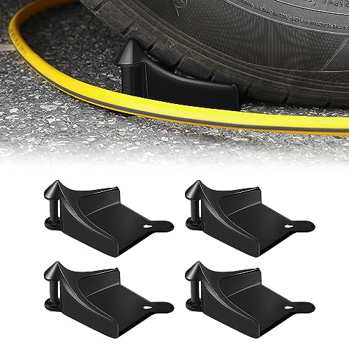 SHINEHOME 4 Pcs Car Hose Guide, Car Detailing Supplies Cleaning Tools Hose Guides for Car Washing, Tire Hose Roller Preventing Car Wash Hose Stuck Under The Tires, for All Types of Wheels (Black)