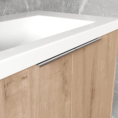 Lifeand Cabinet with Sink,Soft Close Doors,Float Wall-Mounting Design for Small Bathroom, 30'', Oak