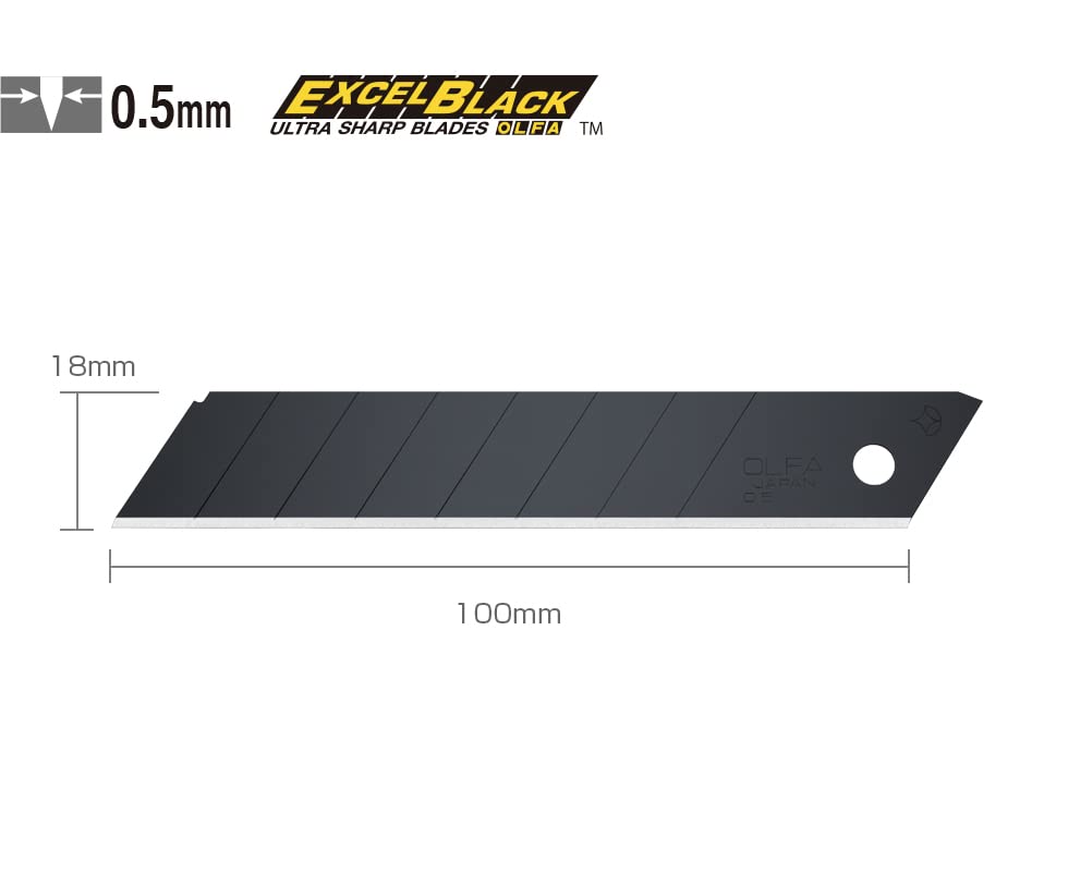OLFA 18mm Heavy-Duty Ultra-Sharp Snap Off Replacement Blades, 10 Blades (80 segments) LBB-10B - Snap-Off Utility Knife Replacement Blades, 25% Sharper than Silver Blades, Fits most 18mm Utility Knives