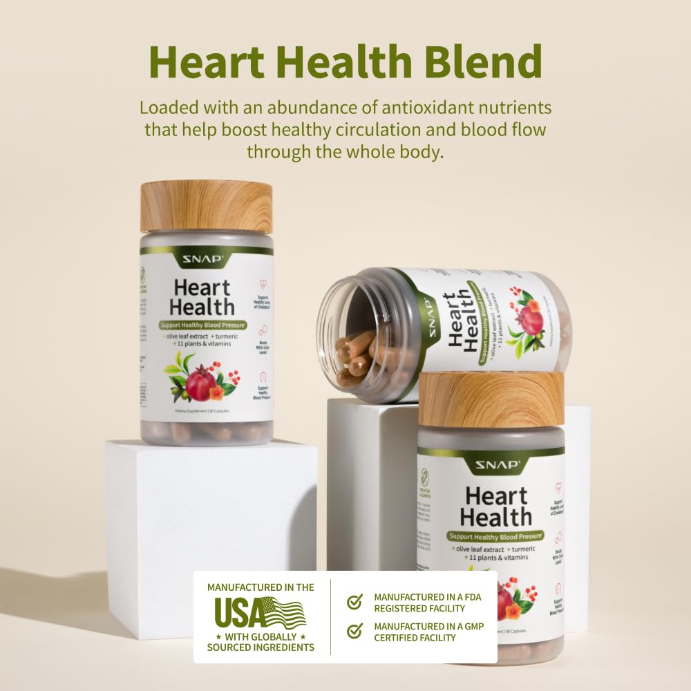 Snap Supplements Heart Health Supplements and Blood Circulation Supplements, 180 Capsules
