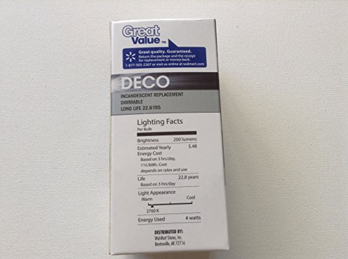 Great Value LED Deco Light Bulb, Soft White