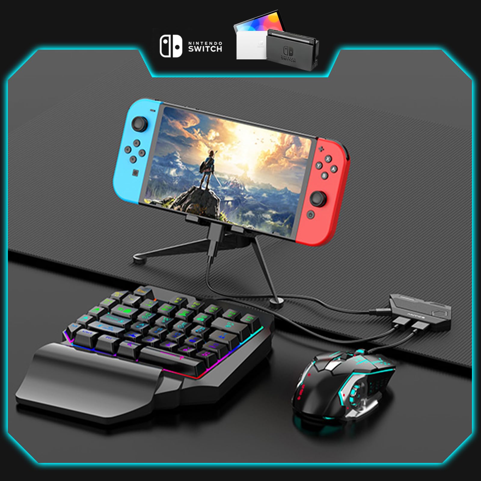 Joso Keyboard Mouse Adapter for Nintendo Switch, Wired Keyboard and Mouse Converter for Xbox One, Xbox Series X/S, PS4/PS3 with OTG Adapter/Keys Mapping Play FPS, TPS, RTS Games