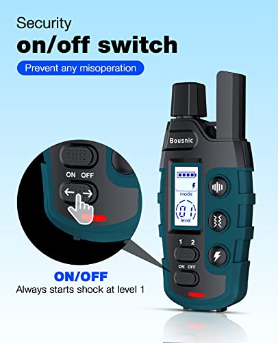 Bousnic Dog Shock Collar - 3300Ft Dog Training Collar with Remote for 5-120lbs Small Medium Large Dogs Rechargeable Waterproof e Collar with Beep (1-8), Vibration(1-16), Safe Shock(1-99) Modes (Blue)