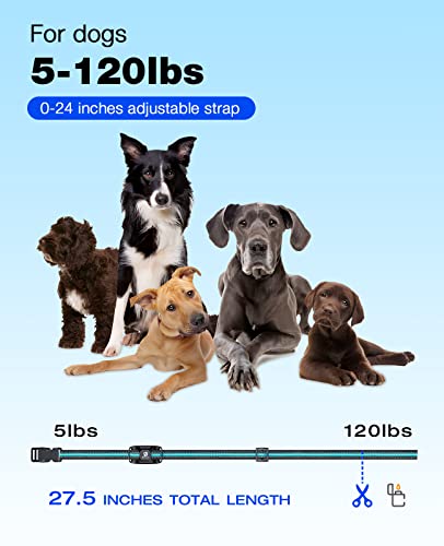 Bousnic Dog Shock Collar - 3300Ft Dog Training Collar with Remote for 5-120lbs Small Medium Large Dogs Rechargeable Waterproof e Collar with Beep (1-8), Vibration(1-16), Safe Shock(1-99) Modes (Blue)