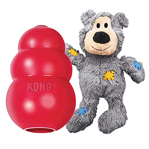 KONG - Classic and Wild Knots Bear - Dog Chew Toy and Stuffed Dog Rope Toy - for Medium Dogs
