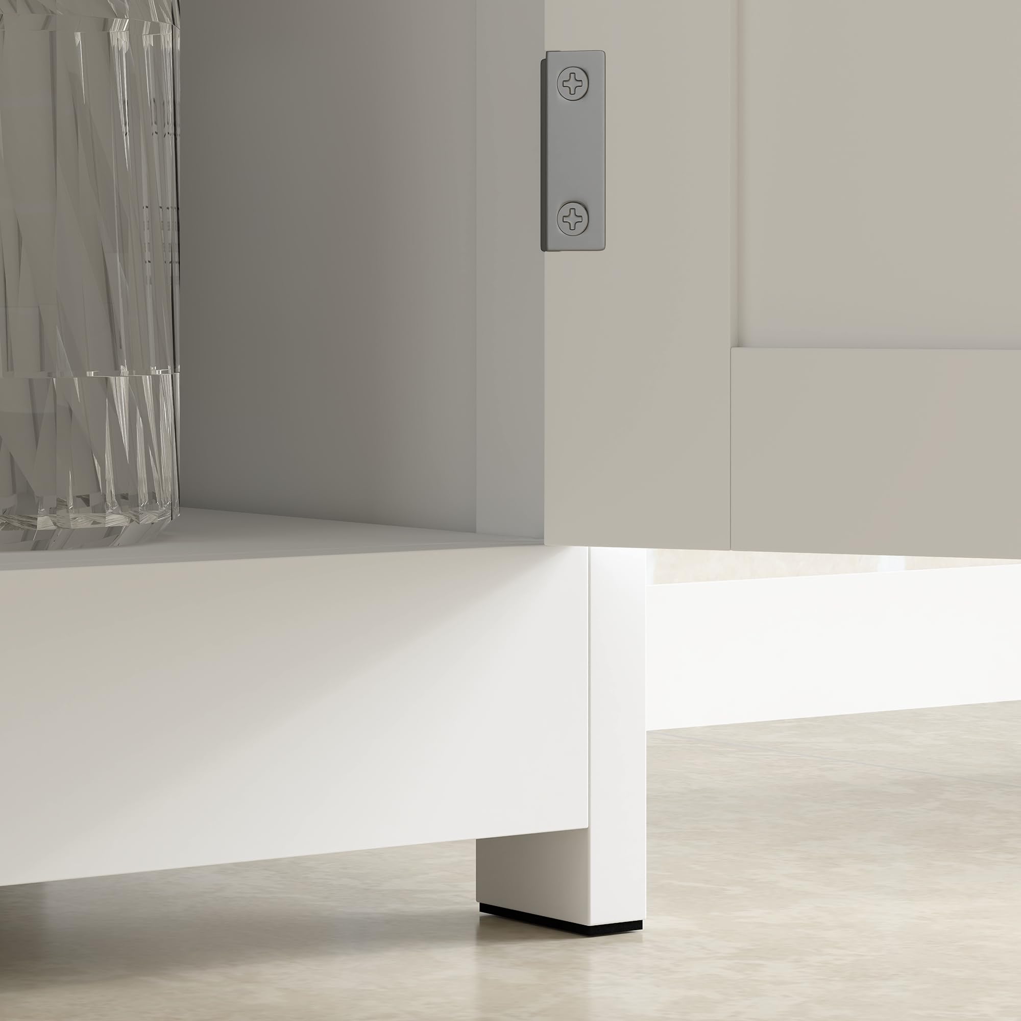 kleankin Modern Bathroom Under Sink Cabinet, Bathroom Vanity for Wall Mount Sink, Storage Cabinet with Double Doors and Adjustable Shelf, White