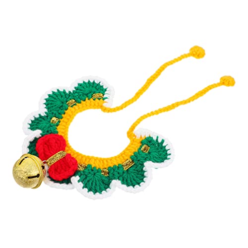 HONMEET 1pc Pet Woven Collar Ornament Ties Puppy Outfits Knitting Ornament Cat Knitted Scarf Cat Bandana Dogs Bell Bandanas Knitted Collar for Dog Cat Scarf Collar Pet Costume Accessory