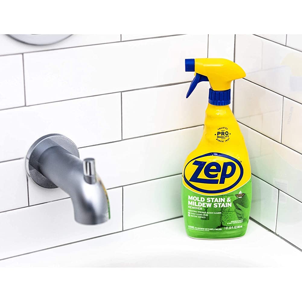 Zep Mold Stain and Mildew Stain Remover - 32 oz (Pack of 4) ZUMILDEW32 - Professional Strength No Scrub Formula
