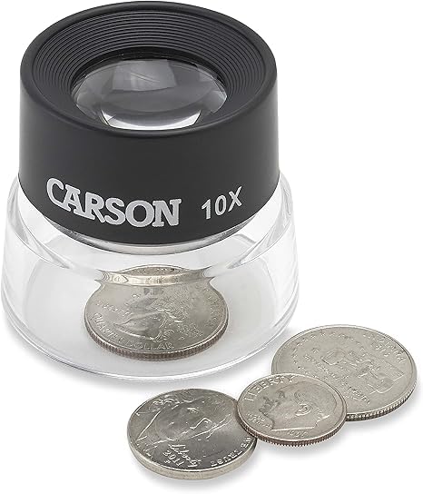 Carson LumiLoupe 10X Power Stand Magnifier (LL-10), Black/Clear