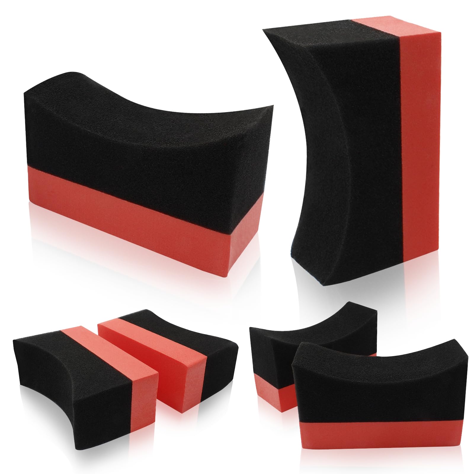 Unlorspy 6 Pcs Red Tire Applicator Dressing Shine Sponge Set,Double-Sided Car Tire Dressing Applicator Pads, Color Polishing Sponge for Car Glass, Painted Steel & Porcelain