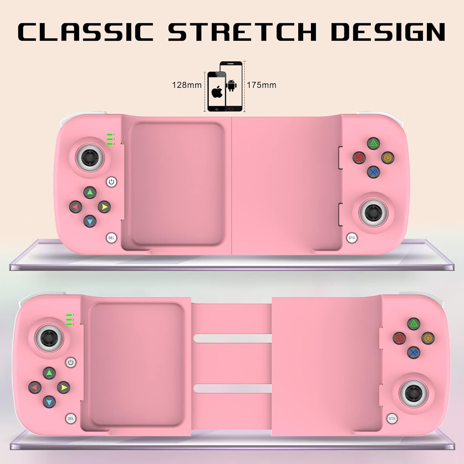 Megadream Mobile Game Controller Gamepad for iPhone iOS Android PC: Works with iPhone 15/14/13/12/11/X, iPad, Samsung Galaxy, TCL, Tablet, Call of Duty, Roblox - Directly Play (Pink)