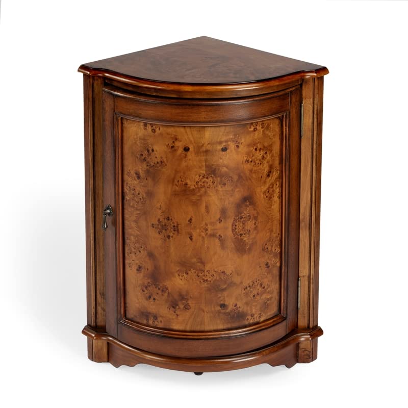 BOWERY HILL Transitional Wood Top Green Finish Corner Cabinet