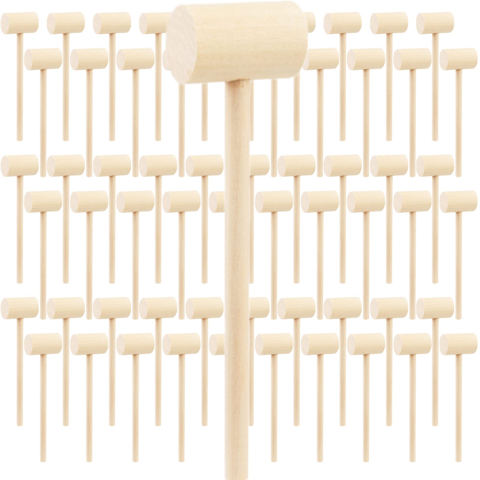 DEAYOU 60 PCS Mini Wooden Hammers Mallets, Crab Mallet Wood Hammer for Chocolate, Breakable Hearts, Small Multi-Purpose Hardwood Cracking Tool Beating Gavel for Lobster, Seafood, Shellfish, Crafts
