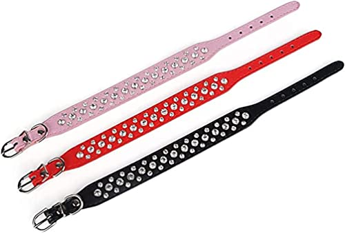 Hotlion Bling Diamond Dog Collar Cute Sparkly Crystal Rhinestone Cat Collars Adjustable Soft PU Leather Fancy Glitter Kitten Puppy Pet Collar for Small Medium Dogs Cats Yellow XXS